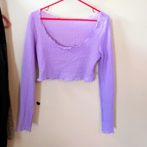 Tops | Flirty Purple Thermal Crop Top | Poshmark